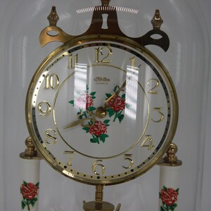 HALLER West Germany Glass Dome Quartz and Rose Clock CIRCA 1980s - Etsy