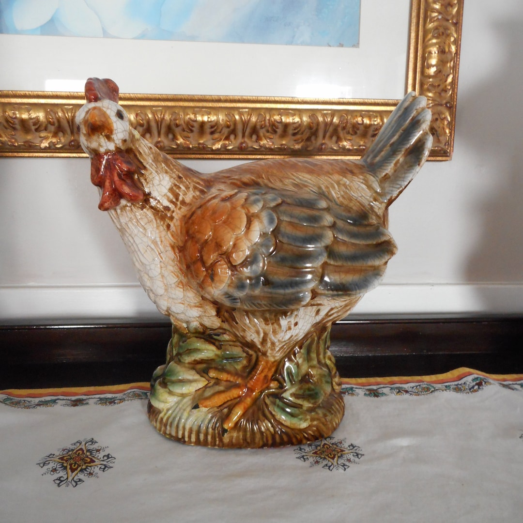 Vintage Hand-painted Ceramic Hen and Rooster Figurines (sold Separately ...