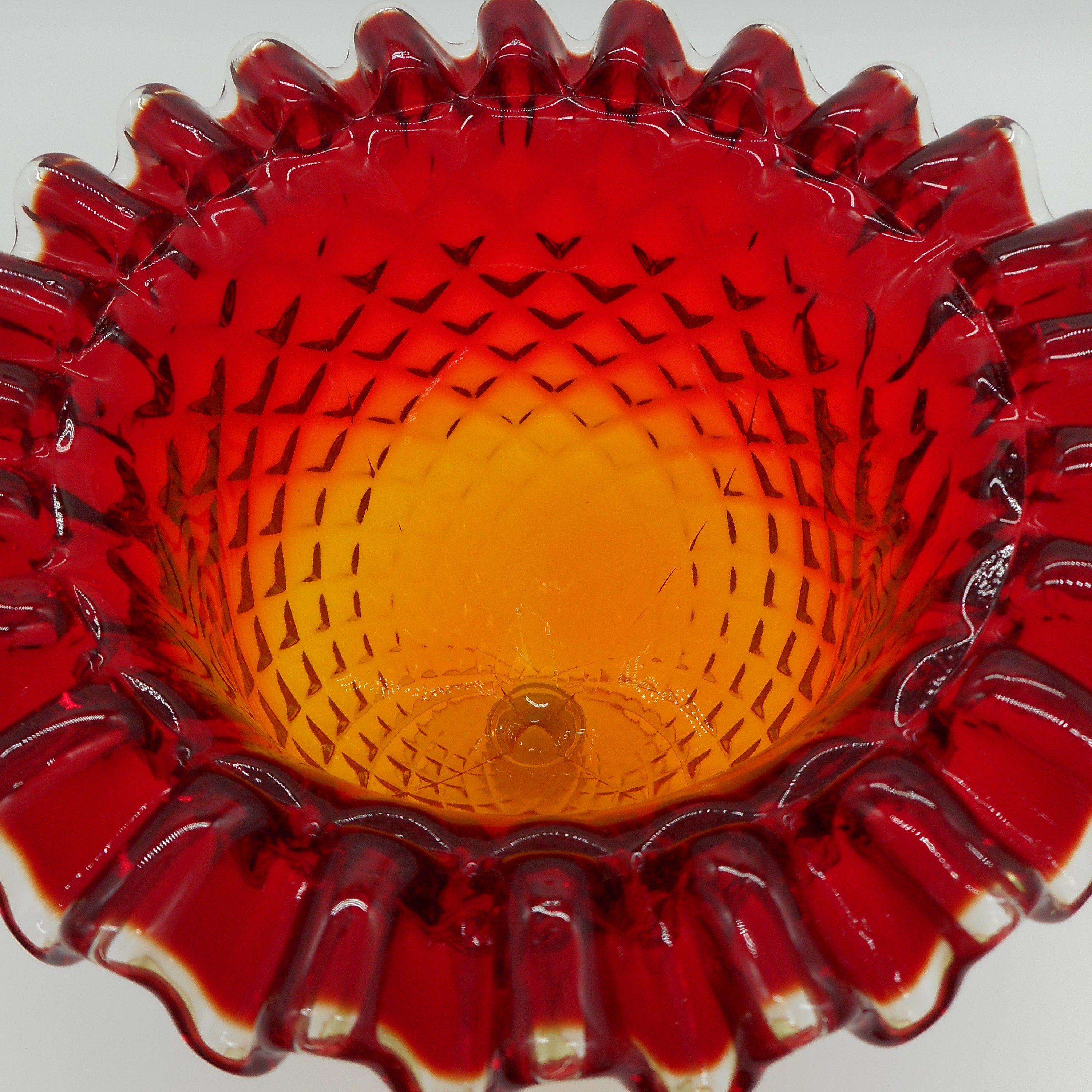 Amberina Yellow Ruffle Top Glass Candy Dish Trinket Dish CIRCA 1960s - Etsy