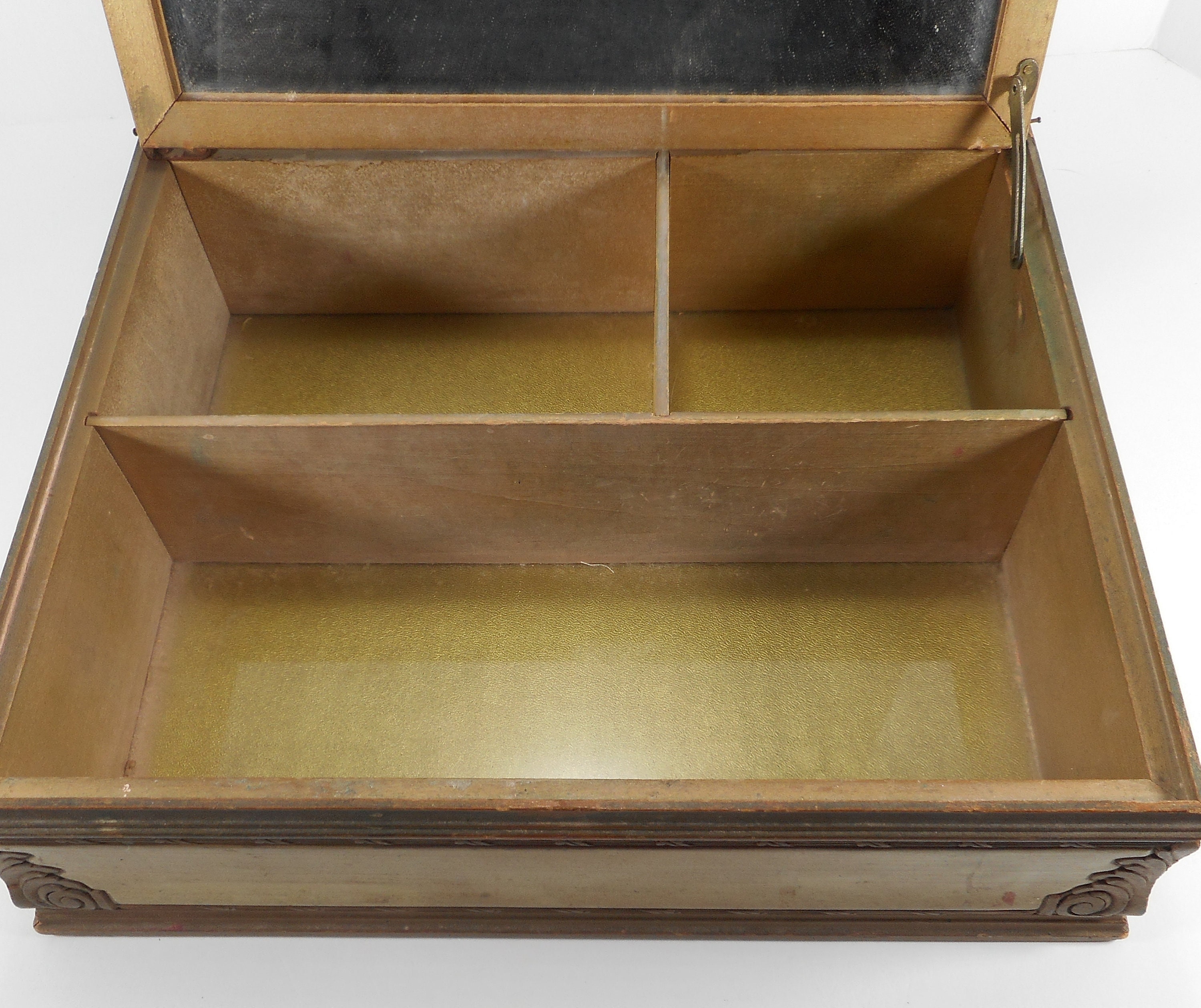 RARE Antique Wooden Box Victorian Decorative Lid CIRCA 1950s Jewelry ...