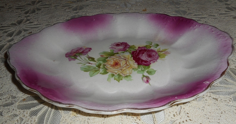 DRESDEN Semi Porcelain CIRCA 1920s Hand Painted Rose Design Bowl - Etsy