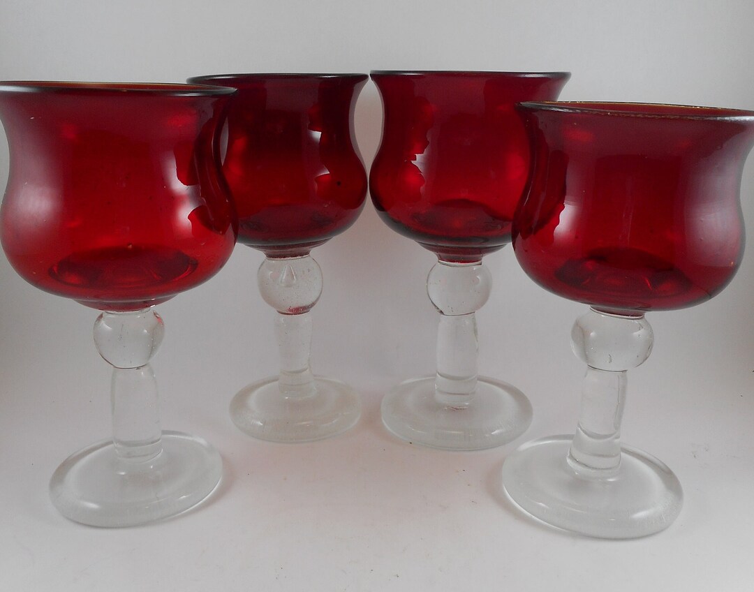 ARTLAND Ruby Red Iris Wine Glass - Set of 4 - CIRCA 1960s - Etsy