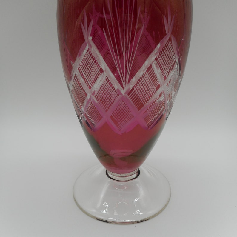 Bohemian Ruby Red Etched Cut Glass Decanter & 2 Glasses CIRCA 1970s - Etsy