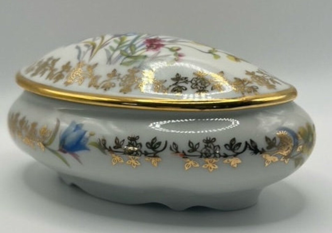 CID Limoges France Pink Flowers With Gold Color Trim Jewelry Box CIRCA ...