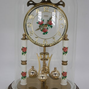 HALLER West Germany Glass Dome Quartz and Rose Clock CIRCA 1980s - Etsy