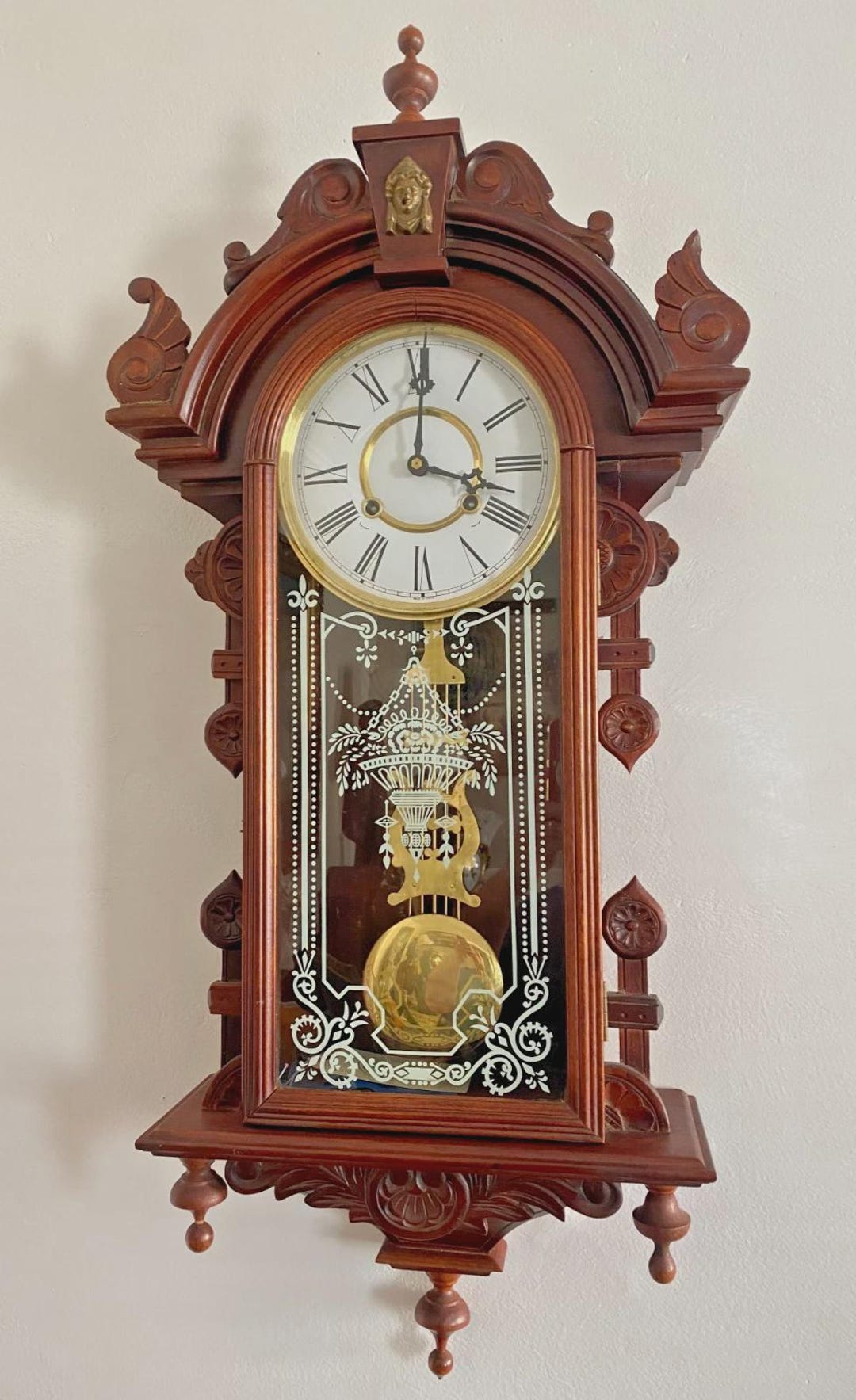 Vintage William Gilbert Style Vienna Regulator Wall Clock Mechanical ...