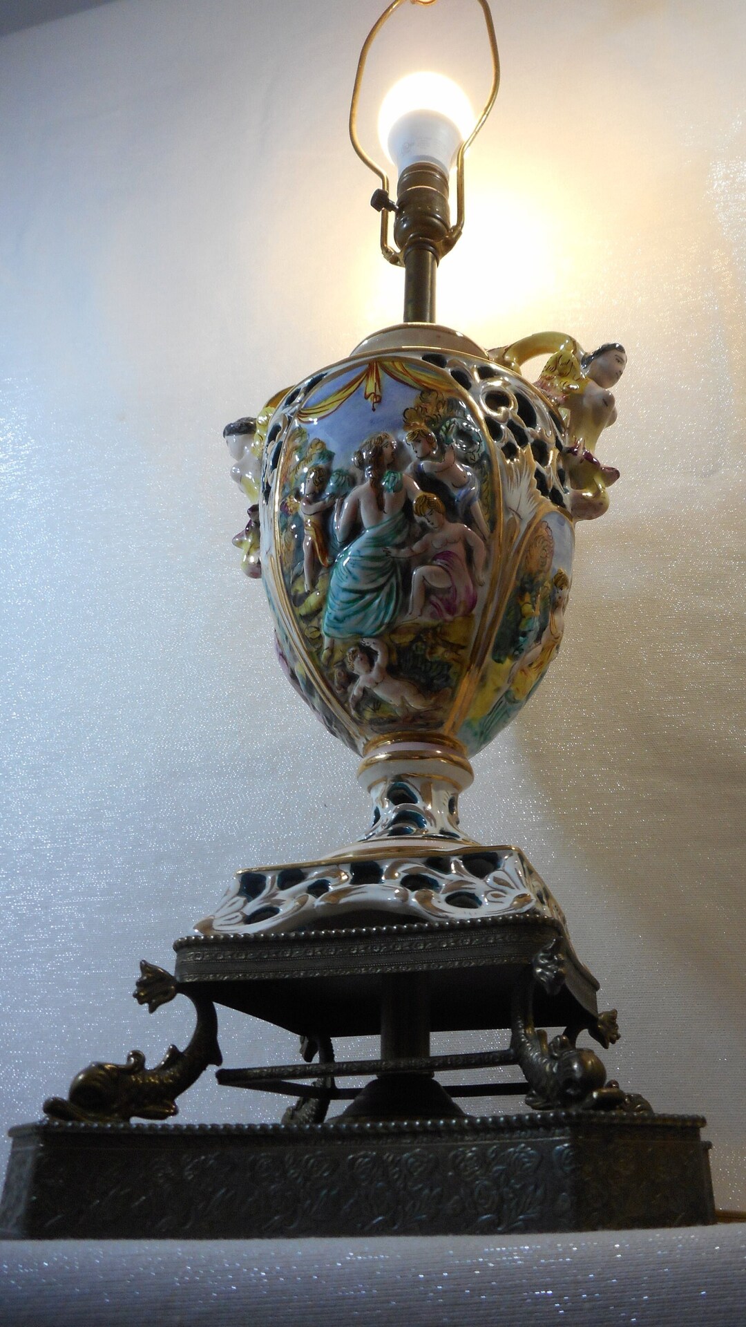 Capodimonte Lamp With Brass Base CIRCA 1950s - Etsy