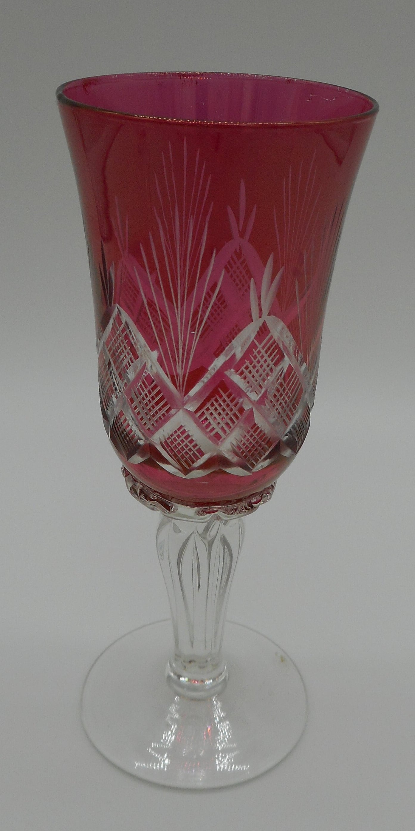 Bohemian Ruby Red Etched Cut Glass Decanter & 2 Glasses CIRCA 1970s - Etsy