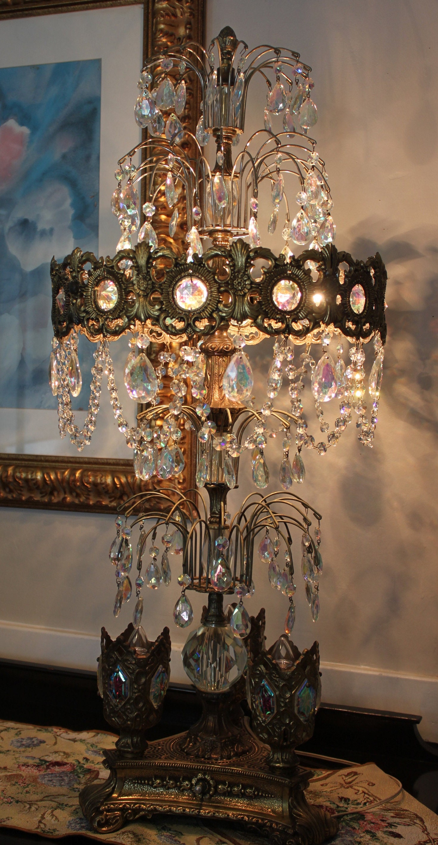 Loevsky & Loevsky Hollywood Regency Prims and Bobeches Filigree Lamp ...