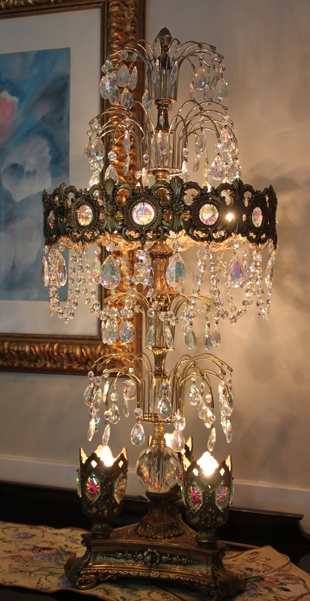 Loevsky & Loevsky Hollywood Regency Prims and Bobeches Filigree Lamp ...