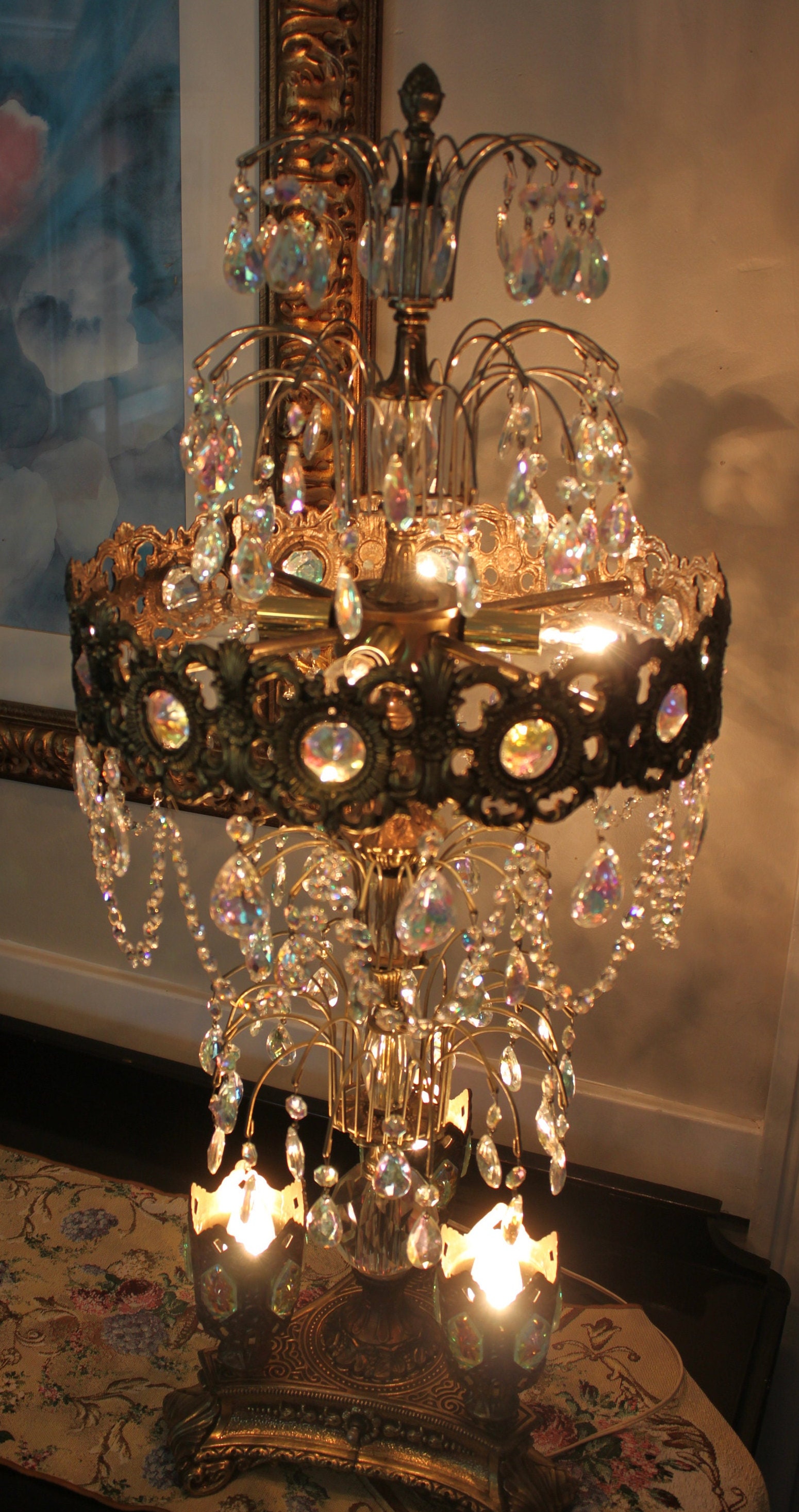 Loevsky & Loevsky Hollywood Regency Prims and Bobeches Filigree Lamp ...
