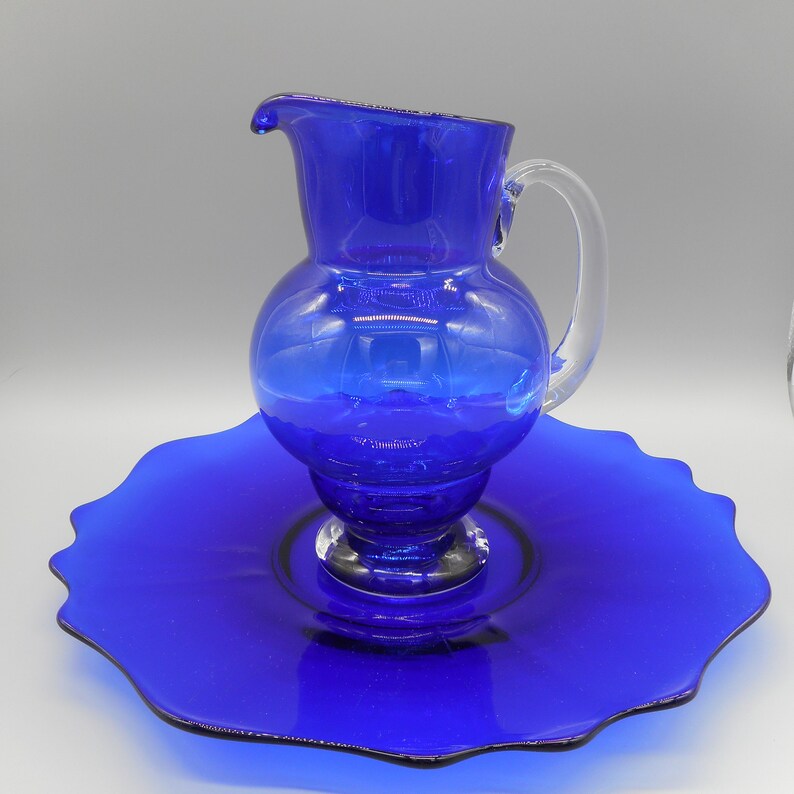 CAMBRIDGE Cobalt Blue Set Pitcher and Platter CIRCA 1970s - Etsy