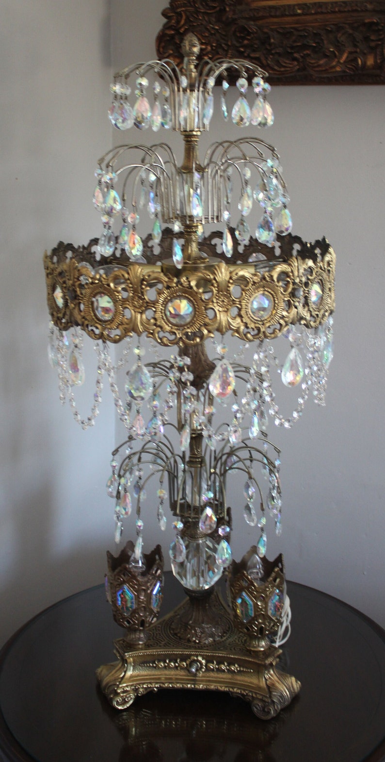 Loevsky & Loevsky Hollywood Regency Prims and Bobeches Filigree Lamp ...