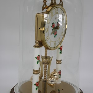 HALLER West Germany Glass Dome Quartz and Rose Clock CIRCA 1980s - Etsy