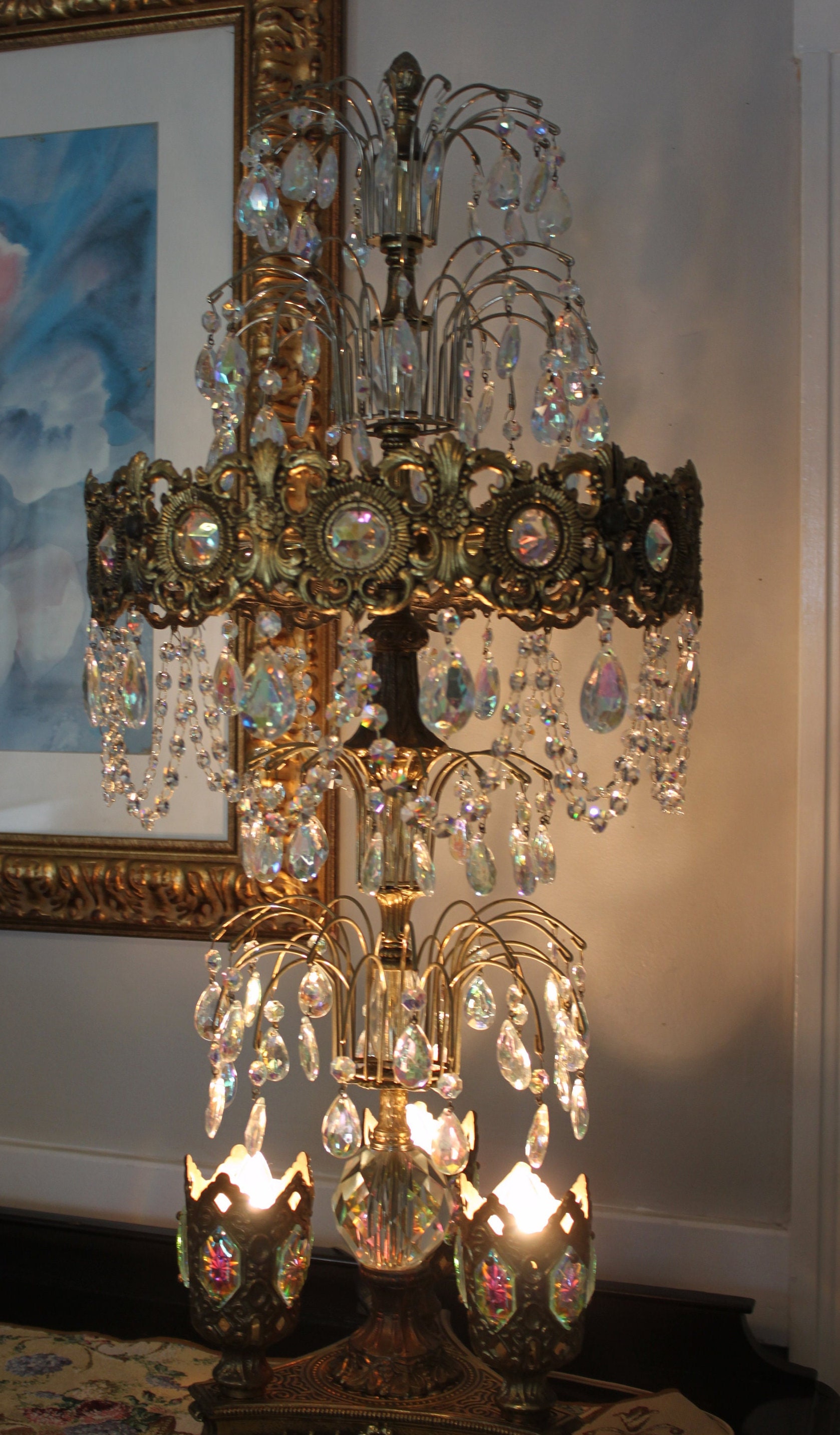Loevsky & Loevsky Hollywood Regency Prims and Bobeches Filigree Lamp ...