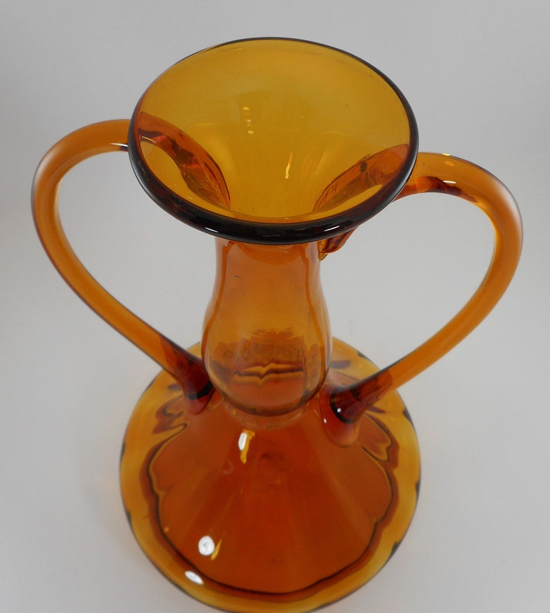 AMBER Glass Two Handle Vase Art Deco CIRCA 1970s - Etsy