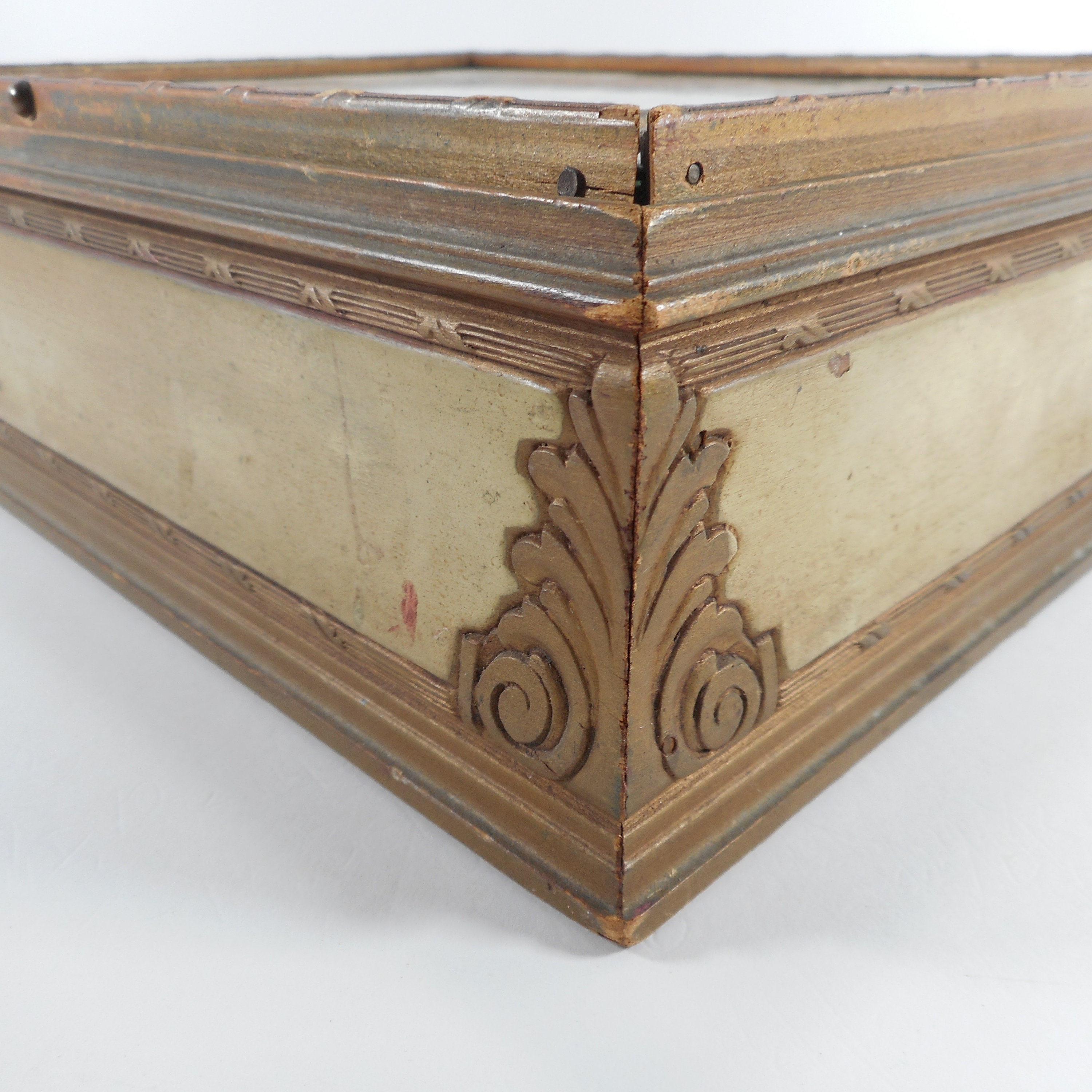 RARE Antique Wooden Box Victorian Decorative Lid CIRCA 1950s - Jewelry ...