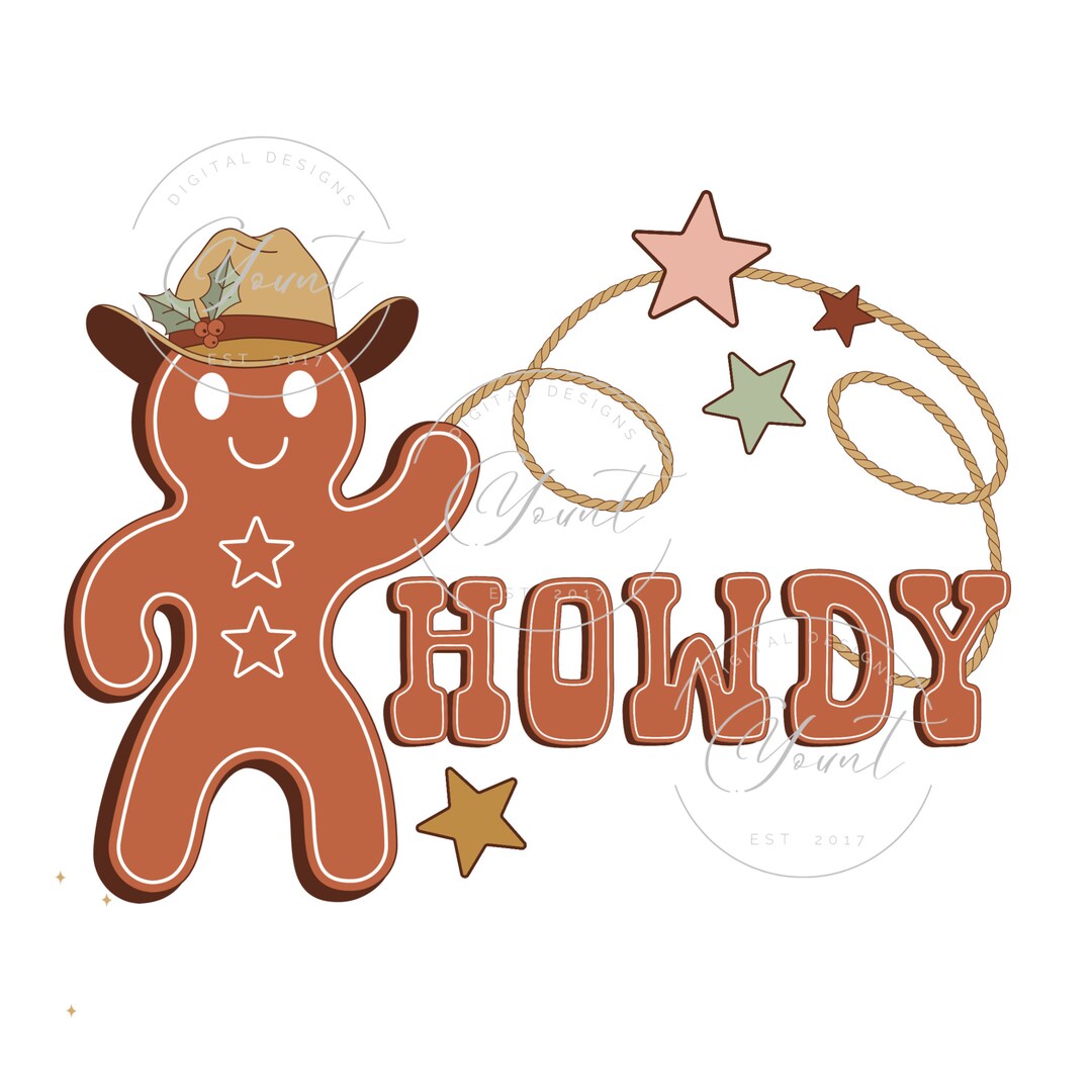 Gingerbread Man Png, Howdy Cookie Png/ SVG, Western Christmas ...