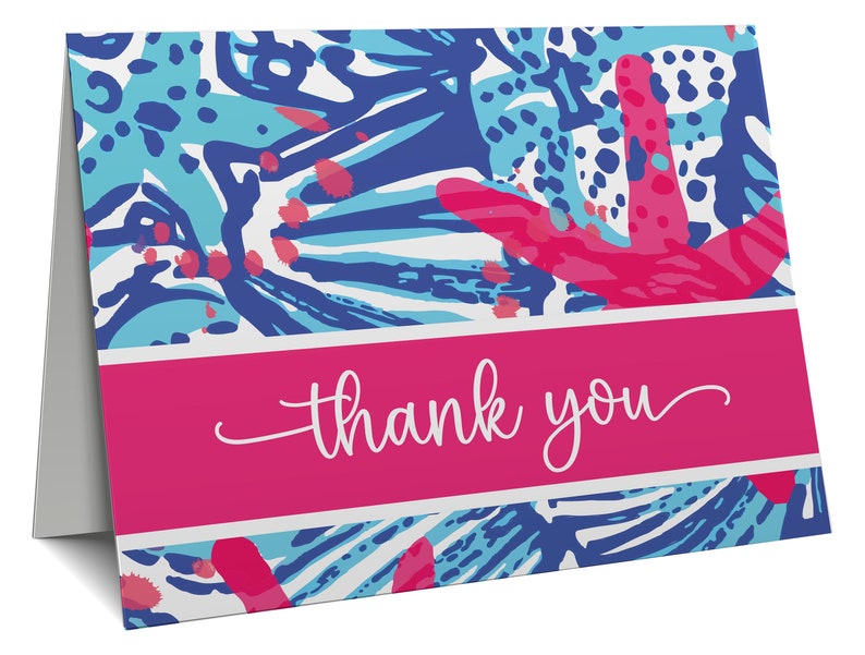 Hot Pink Thank You Card, Instant Download, Lilly Inspired, DIY ...