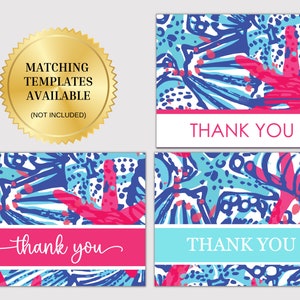 Printable Preppy Thank You Card, Lilly Inspired Instant Download, DIY ...