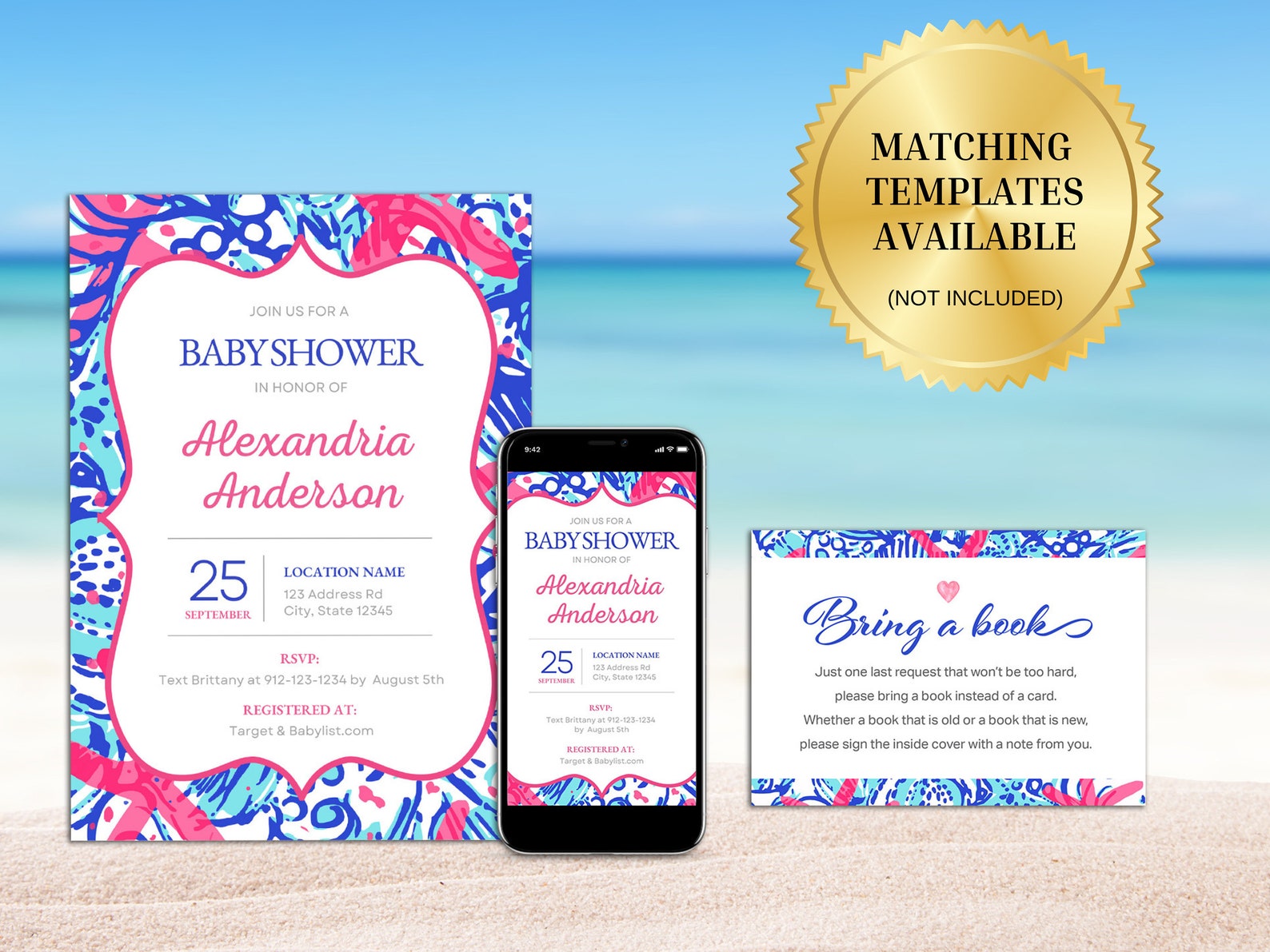 Printable Preppy Thank You Card, Lilly Inspired Instant Download, DIY ...