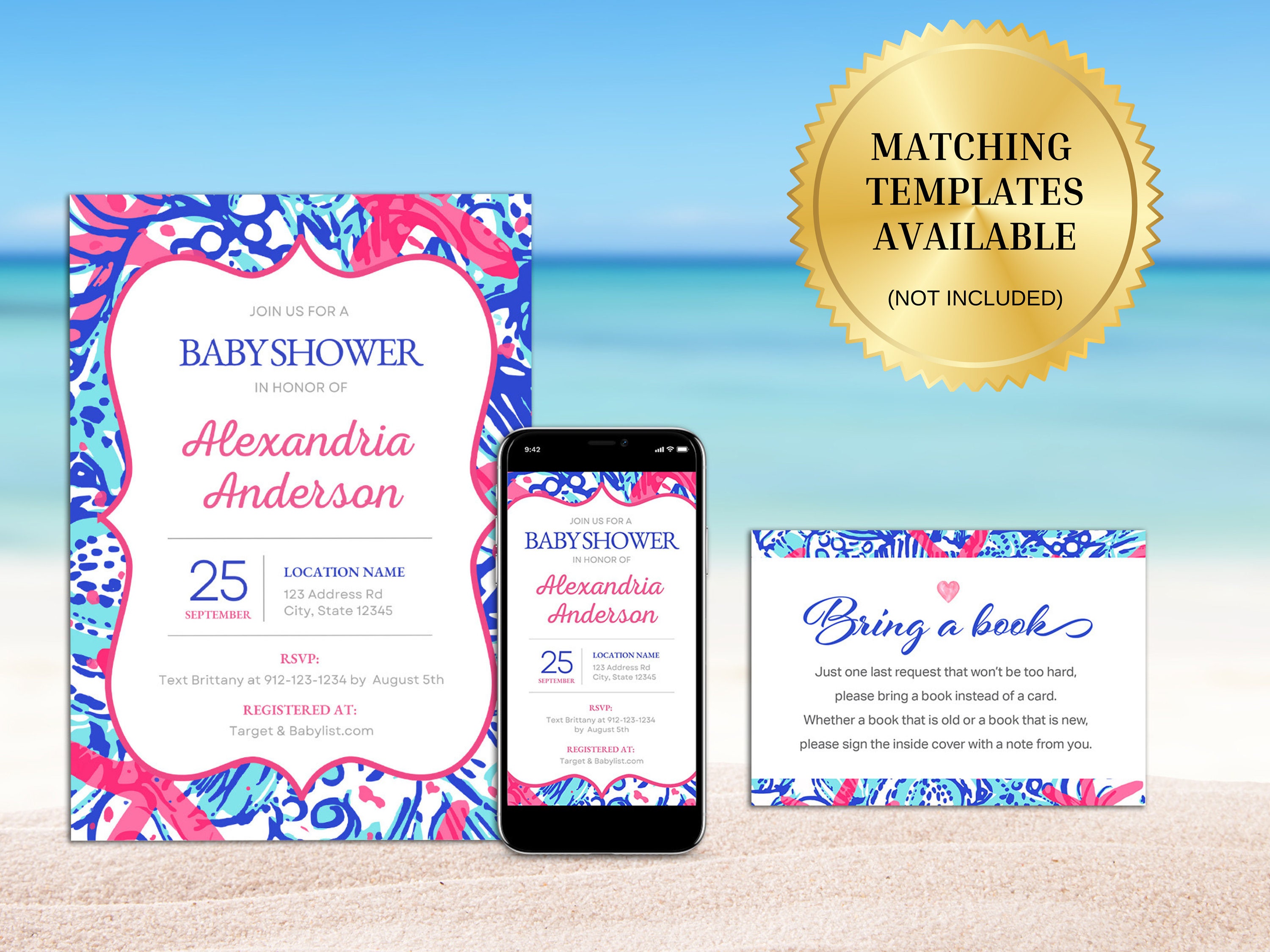 Printable Preppy Thank You Card, Lilly Inspired Instant Download, DIY ...