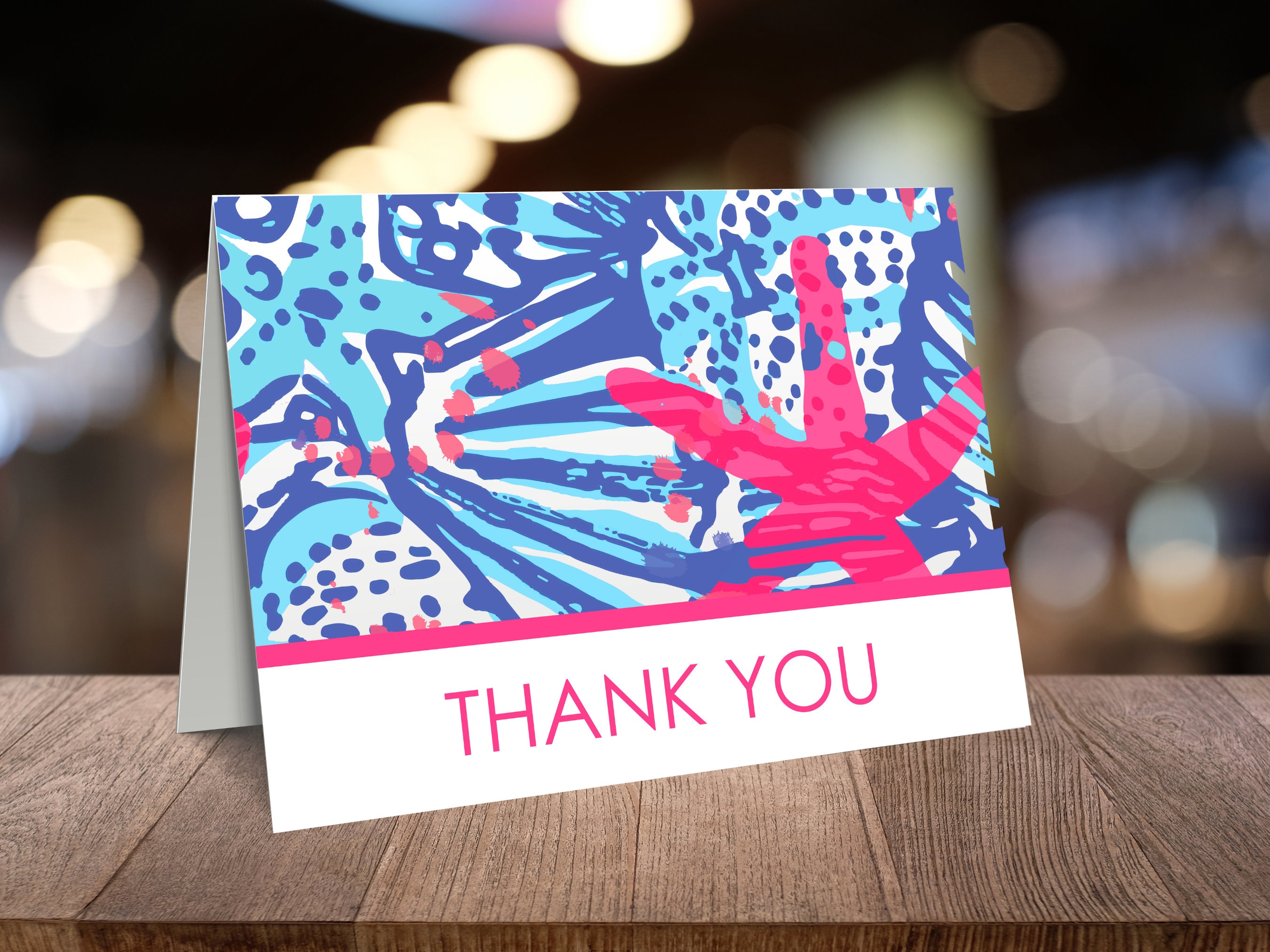 Printable Preppy Thank You Card, Lilly Inspired Instant Download, DIY ...