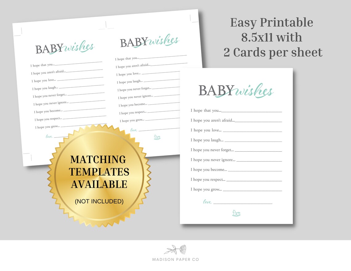 Baby Shower Game Predictions & Traits Card Gender Neutral Minimal ...