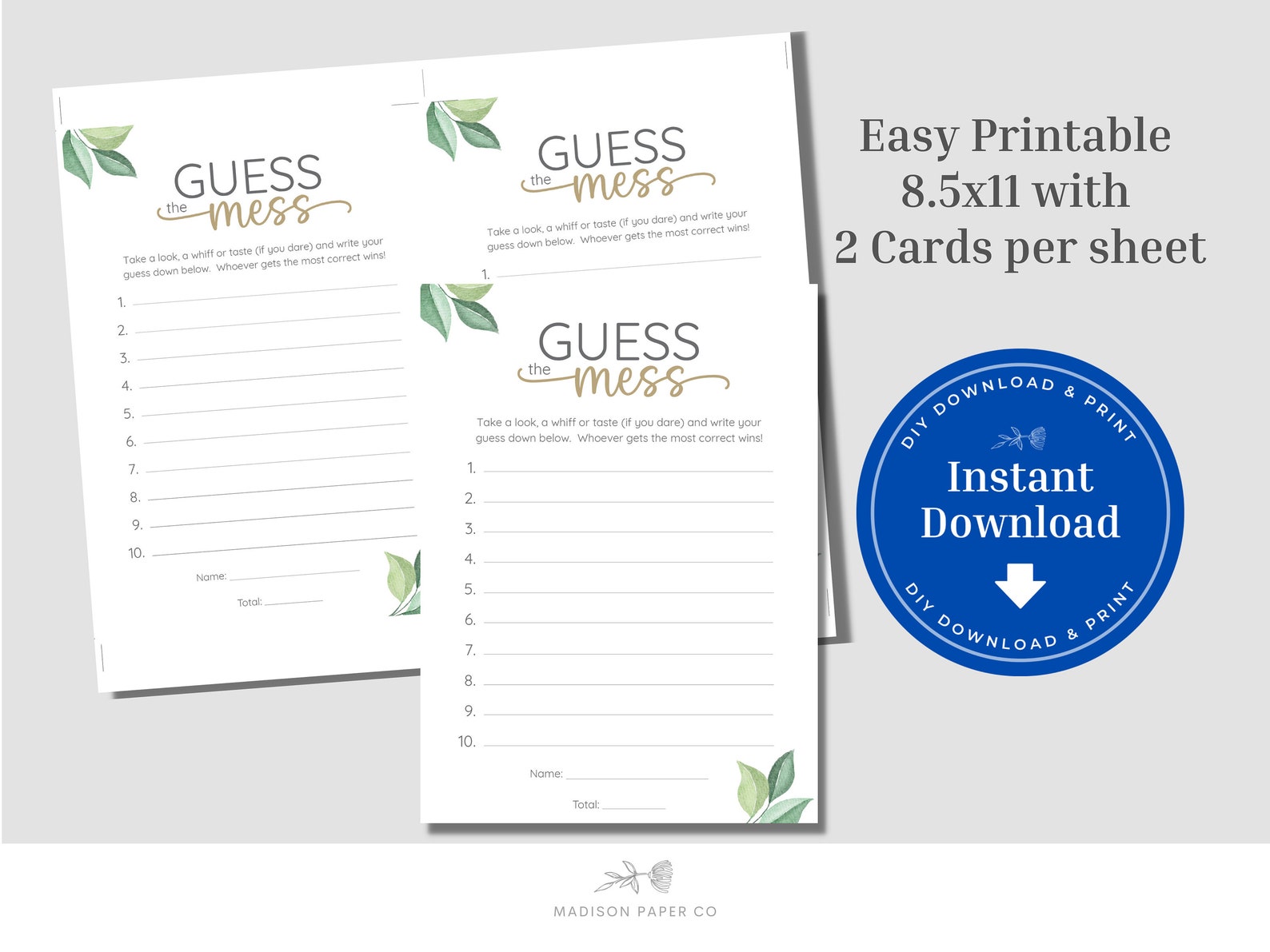 Baby Shower Guess the Mess Game | Gender Neutral Minimal Printable ...