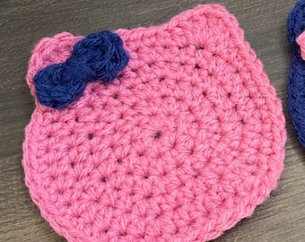 Kitty Coasters Crochet Pattern Crochet Coaster Pattern Kitty - Etsy