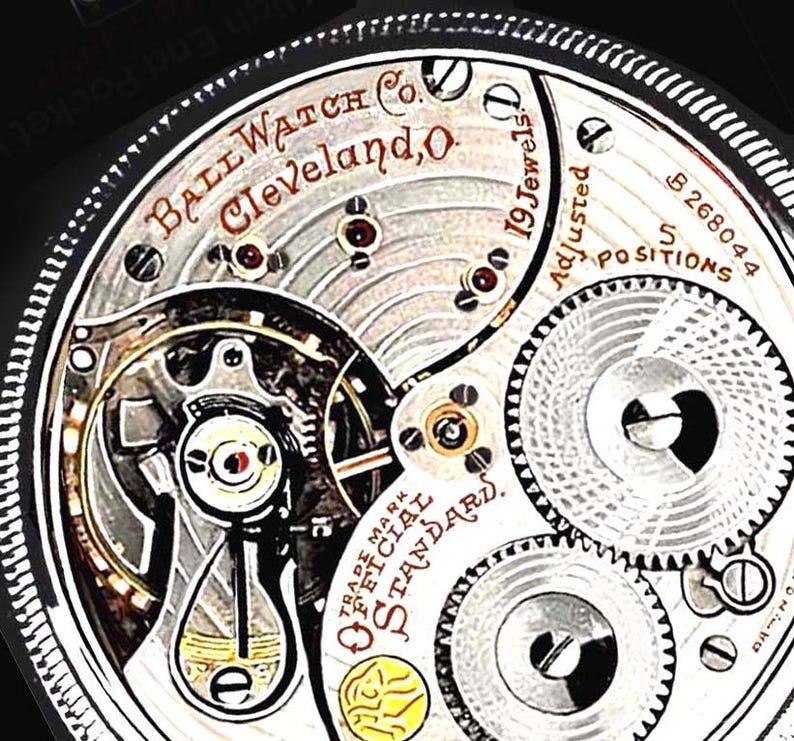 Antique Display Case Pocket Watch BALL Made by BALL Watch Co. Working ...