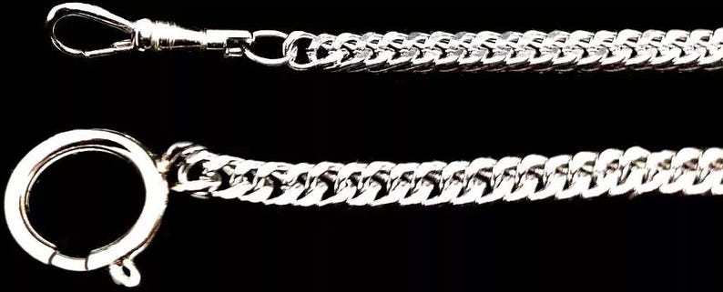 Pocket Watch STAINLES STEEL Chain With Spring Ring Clasp & Swivel Hook ...