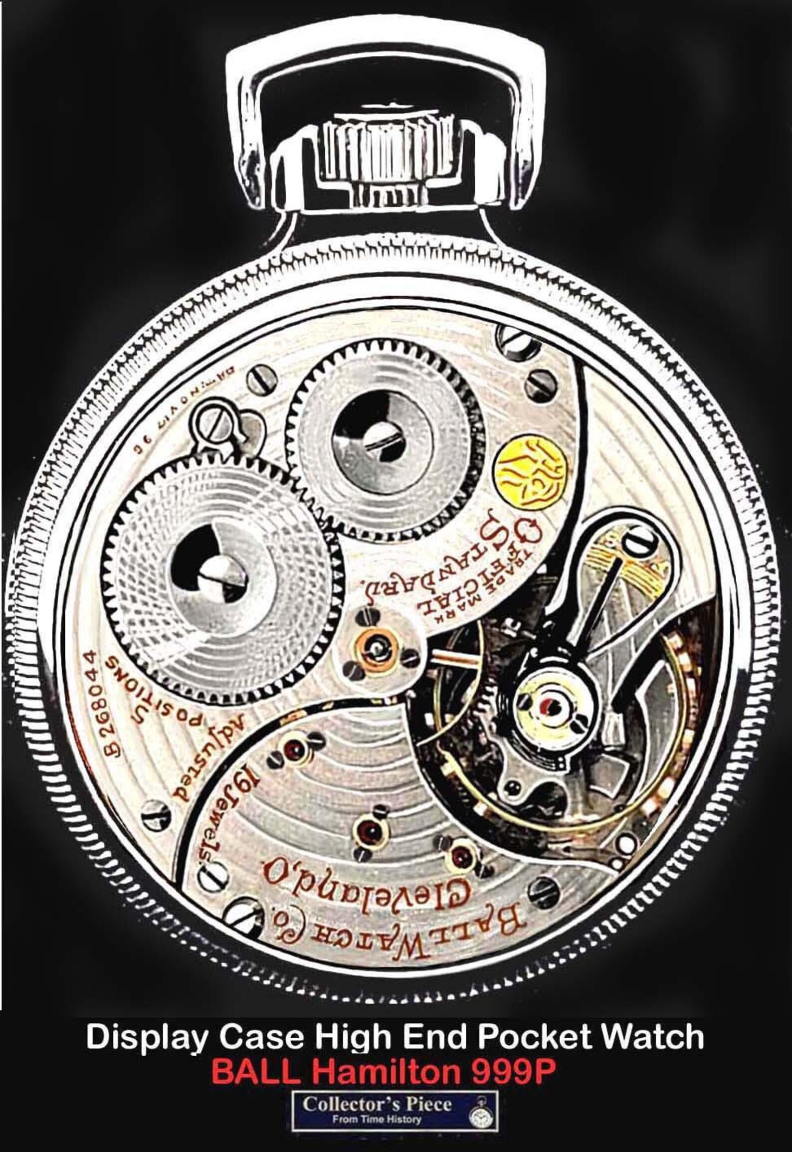 Antique Display Case Pocket Watch BALL Made by BALL Watch Co. Working ...