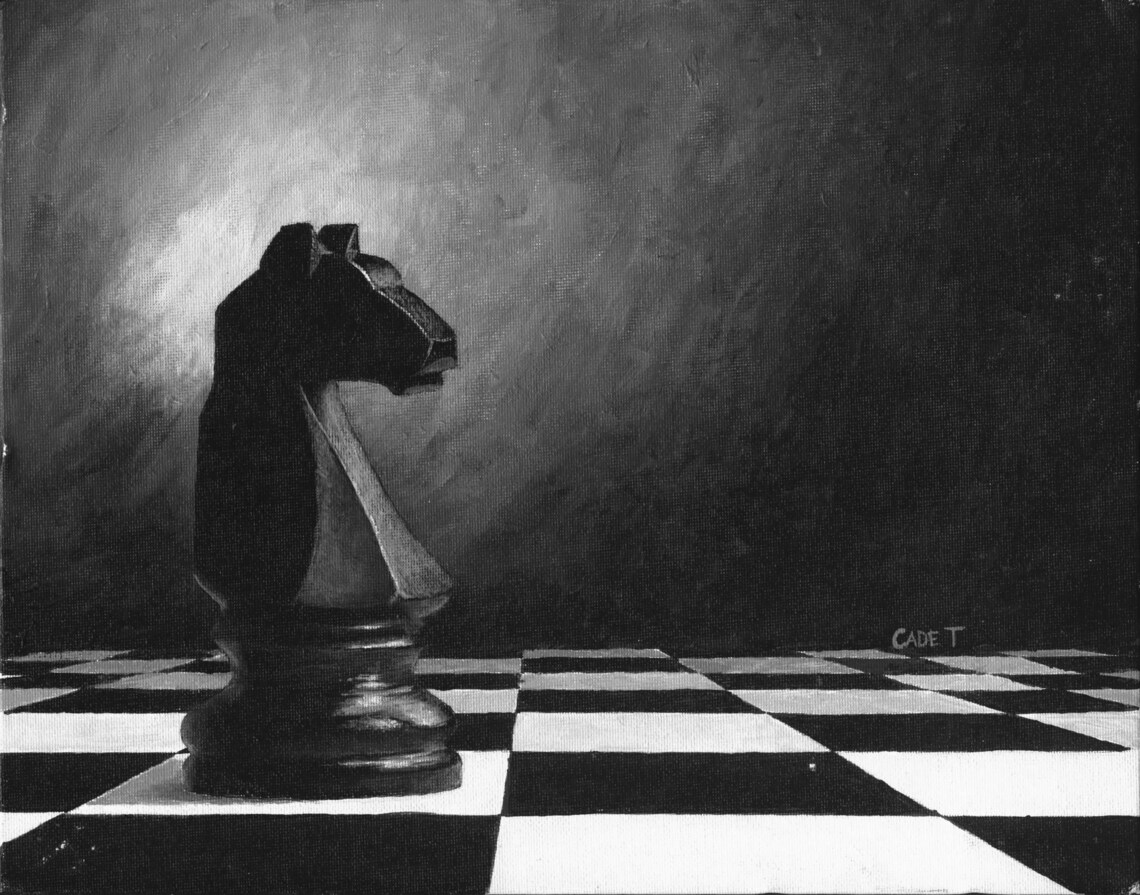 Digital Knight Chess Piece Wall Art | Black Knight Piece | Acrylic ...