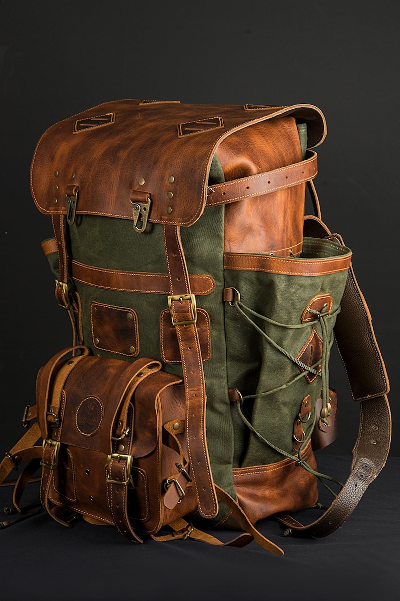Limited | Waxed Canvas-leather Backpack | Camping Backpack | Bushcraft ...