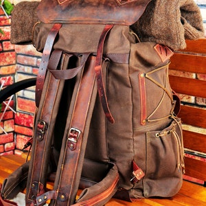 50L | Bushcraft Backpack | Brown | Custom | Camping Backpack | Leather ...