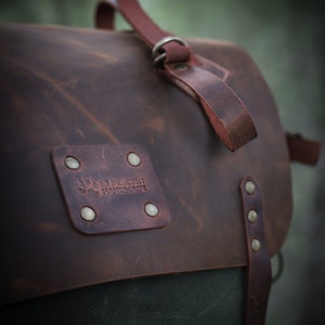 50L | Camping Backpack | Green | Custom | Camping Rucksack | Leather ...