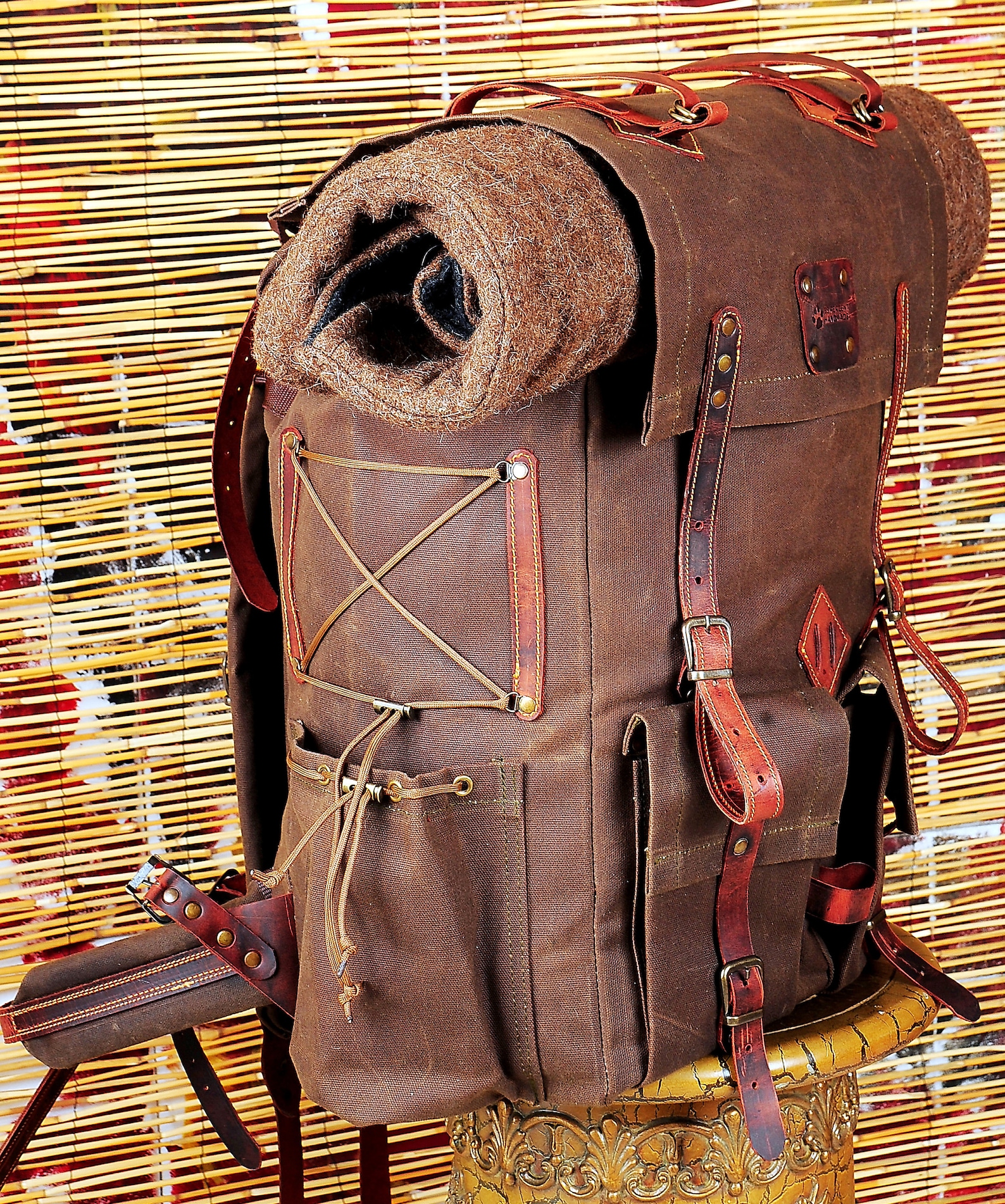 50L | Bushcraft Backpack | Brown | Custom | Camping Backpack | Leather ...
