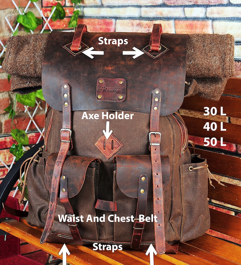 50L Bushcraft Backpack Brown Custom Camping Backpack - Etsy
