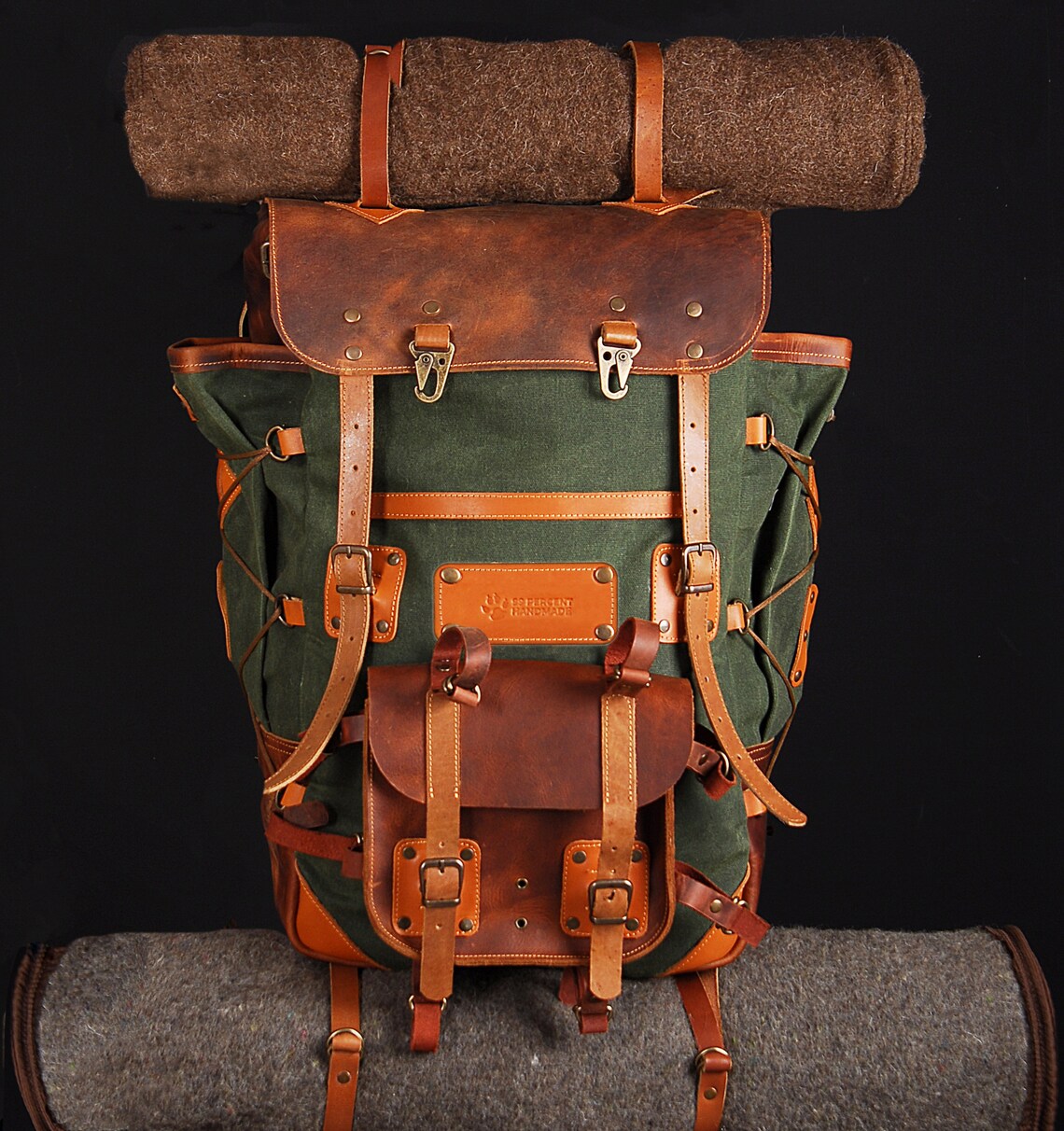 Custom Bushcraft Backpack Brown Green Camping Backpack - Etsy