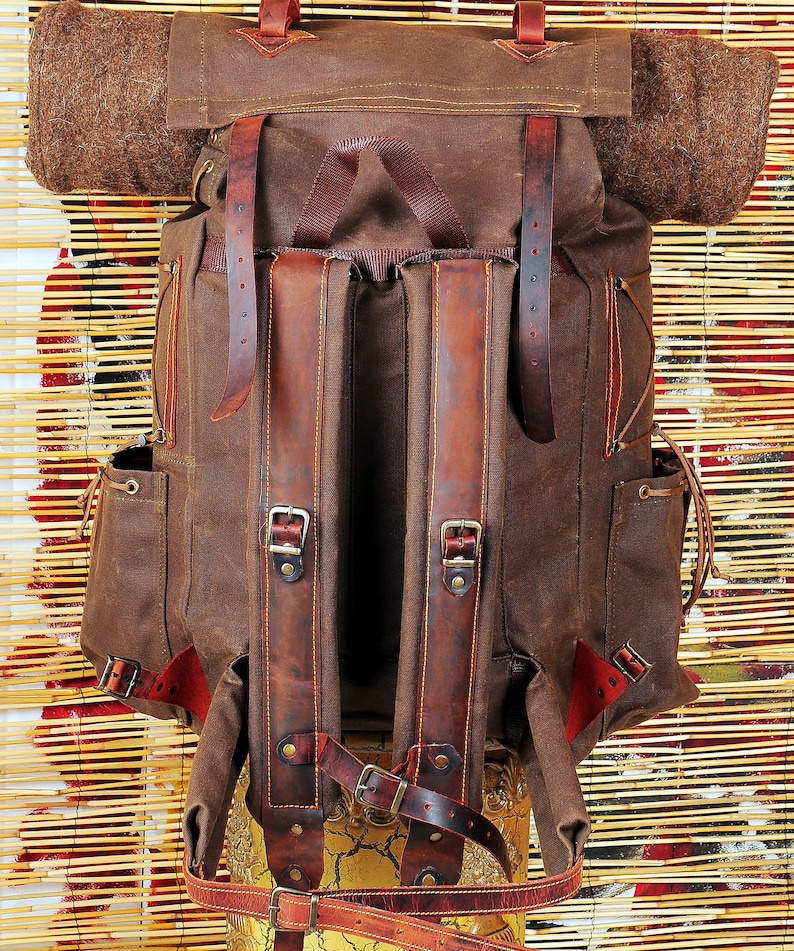 50L | Bushcraft Backpack | Brown | Custom | Camping Backpack | Leather ...