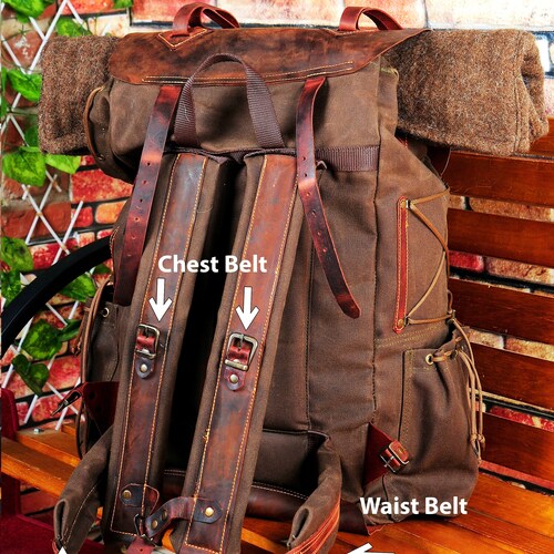 50L Bushcraft Backpack Brown Custom Camping Backpack - Etsy