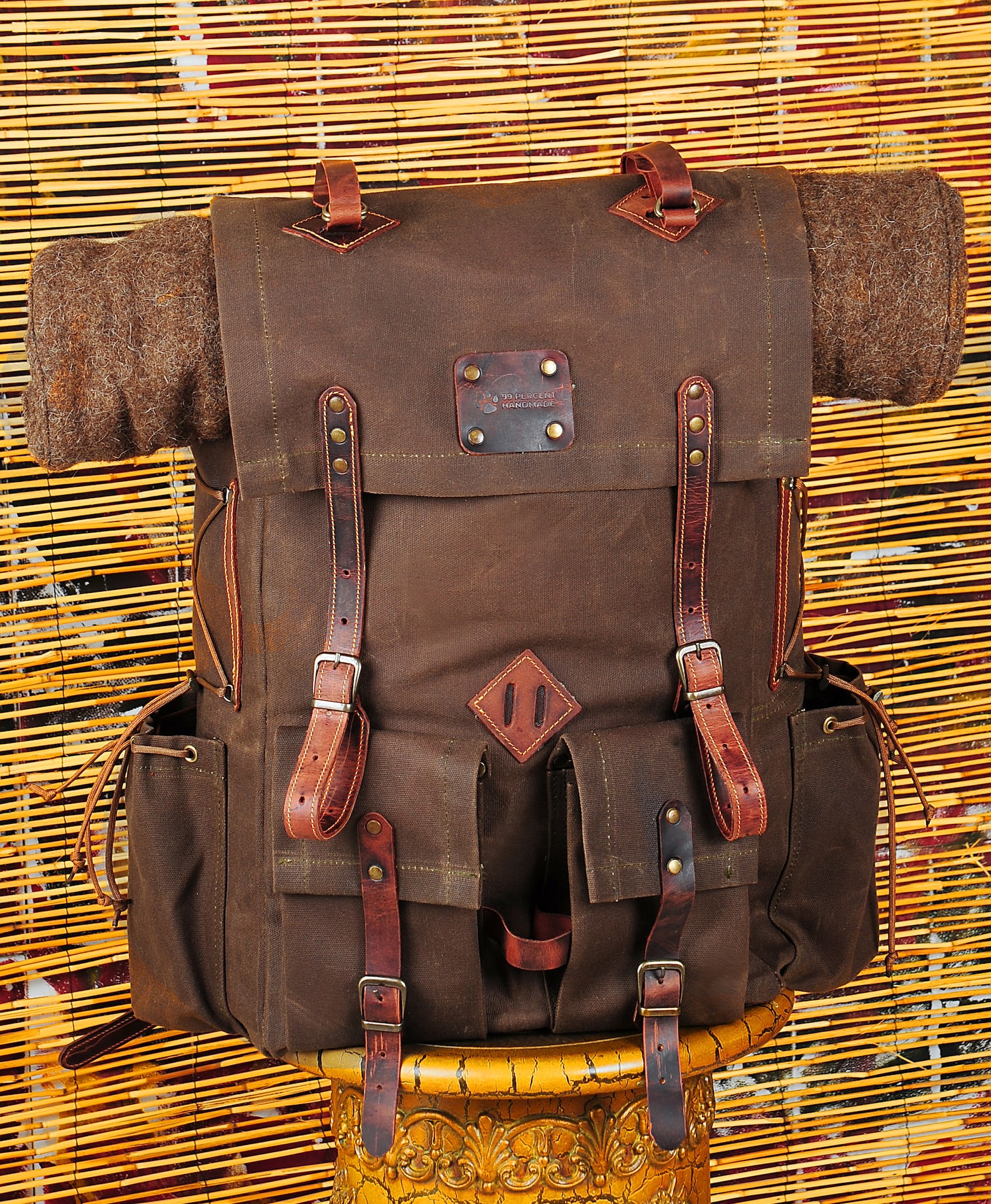 50L | Bushcraft Backpack | Brown | Custom | Camping Backpack | Leather ...