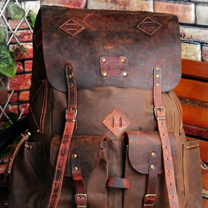 50L | Bushcraft Backpack | Brown | Custom | Camping Backpack | Leather ...