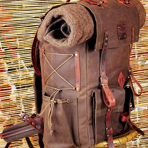 50L | Bushcraft Backpack | Brown | Custom | Camping Backpack | Leather ...