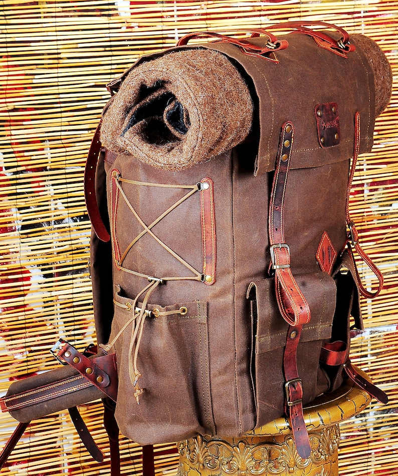 50L | Bushcraft Backpack | Brown | Custom | Camping Backpack | Leather ...