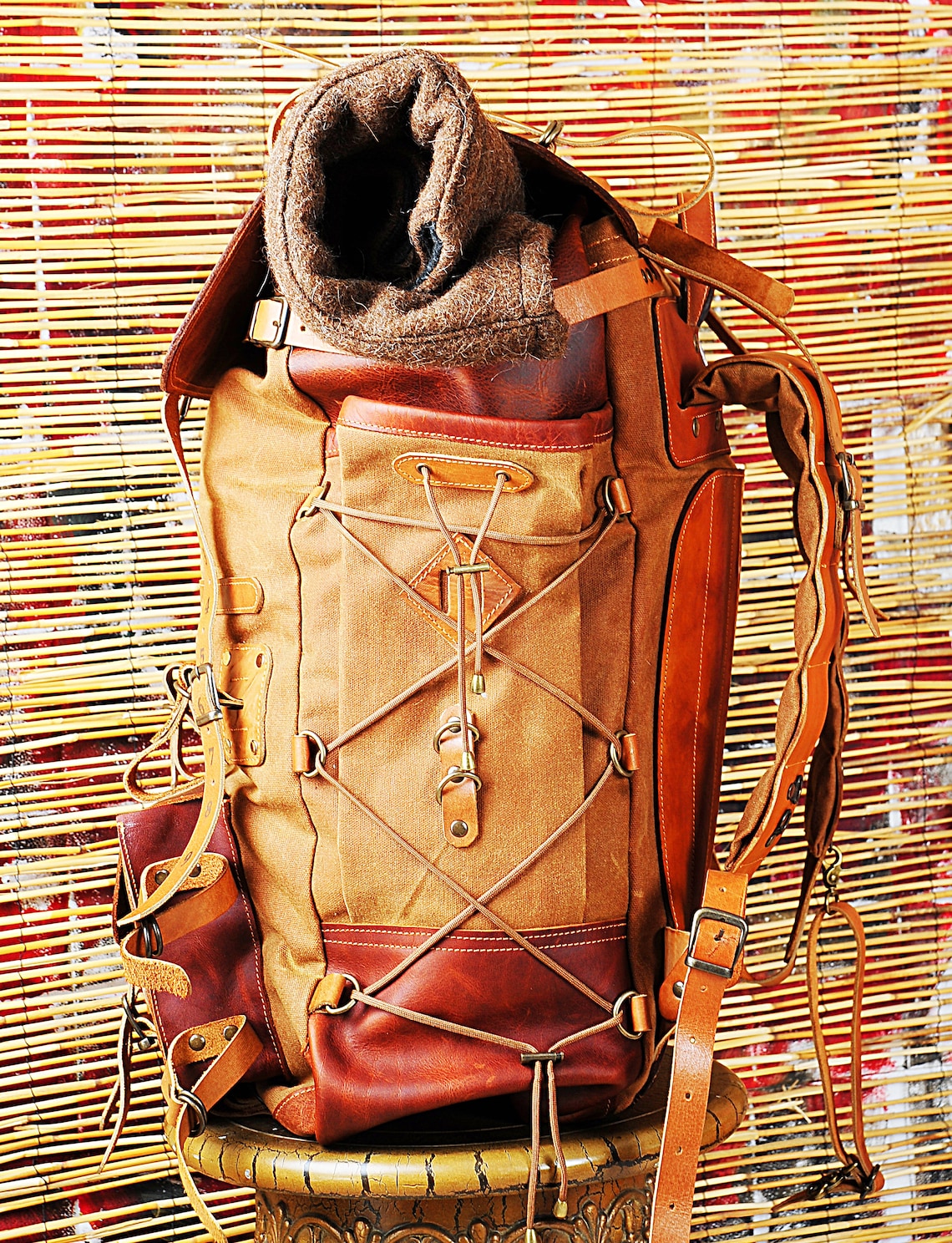 Custom Bushcraft Backpack Brown Green Camping Backpack - Etsy