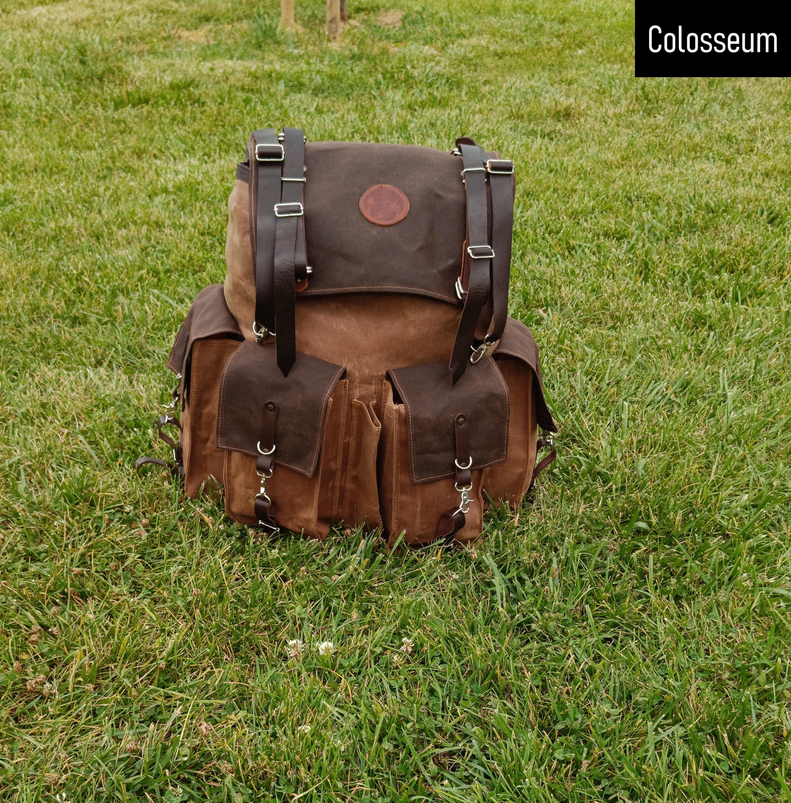 Handmade 7 Camping Backpack Leather and Canvas, Buschraft Backpack ...