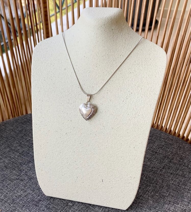 Collier de médaillon de coeur argenté médaillon de photo - Etsy France