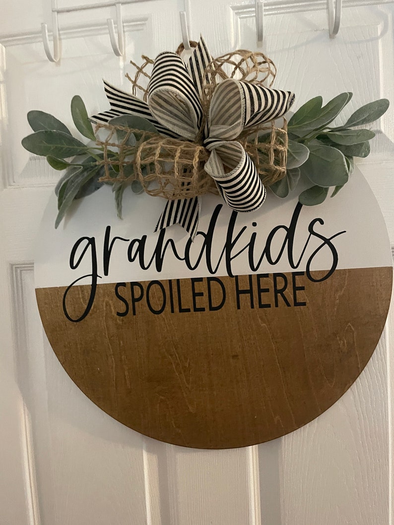 18 Inch Wooden Door Hanger - Grandkids Spoiled Here - Etsy